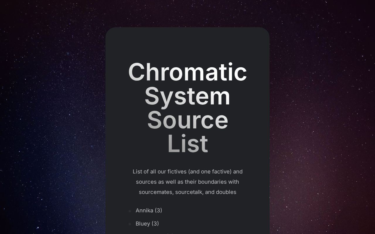 Chromatic System Source List